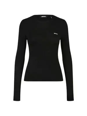 ROTATE BY BIRGER CHRISTENSEN Long-sleeve T-shirt With Logo Patch - Black