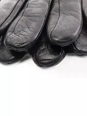 Prada Studded Leather Gloves With Enamelled Triangle Logo Plate