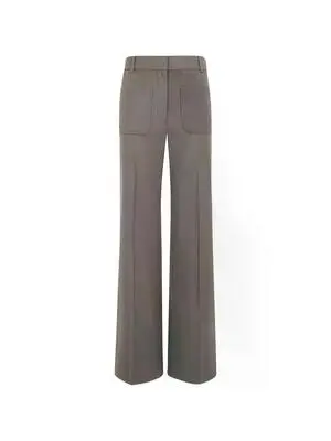 Victoria Beckham Twill Flared Trousers - Grey