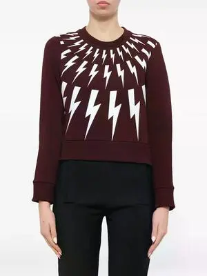 Neil Barrett Fair Isle Thunderbolt Sweatshirt - Red