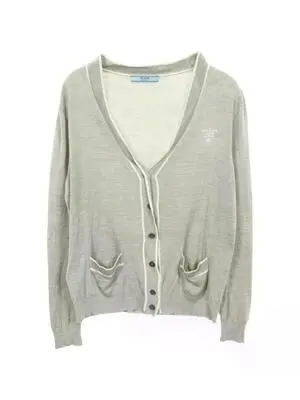 Prada Logo Detail V-neck Cardigan