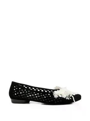 HEAVENLY JELLY Burst Embellished Laser-cut Ballet Flats - Black