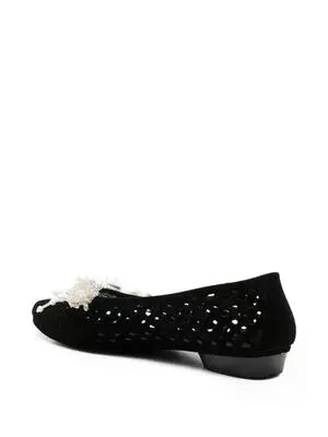 HEAVENLY JELLY Embellished Laser-cut Ballet Flats