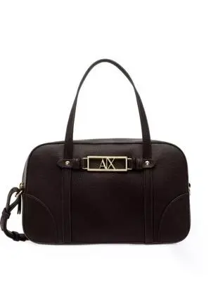 Armani Exchange Logo Plaque Pebbled Handbag