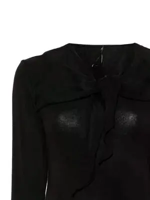 Masnada Jersey Pussy-bow Long-sleeve Top