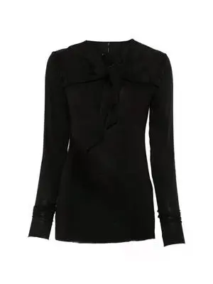 Masnada Jersey Pussy-bow Long-sleeve Top
