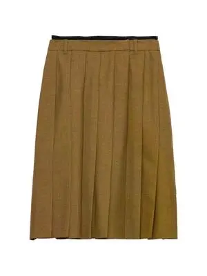 Prada Hopsack Pleated Midi Skirt