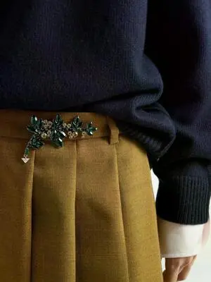 Prada Hopsack Pleated Midi Skirt