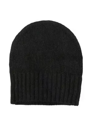 Masnada MASNADA Ribbed-Knit Beanie Hat Black