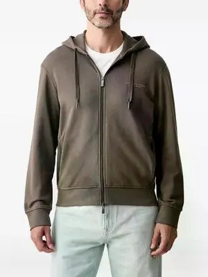Armani Exchange Logo-print Zip-up Hoodie - Brown