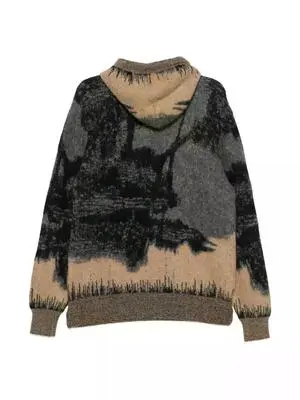 LANEUS Abstract Pattern Knitted Hoodie
