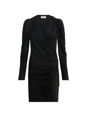 Balmain Draped Wrap-style Dress With Gold-tone Chain Tassel