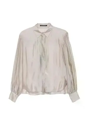LUISA CERANO Semi-sheer Pleated-sleeve Blouse