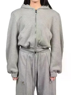 Attico Logo Embroidered Zip Hoodie - Grey
