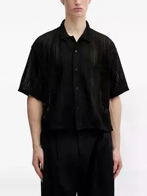 BEAMS Open-knit Striped Shirt