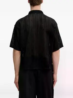BEAMS Open-knit Striped Shirt