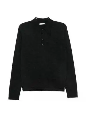 LEMAIRE Long-sleeve Polo Sweater - Black