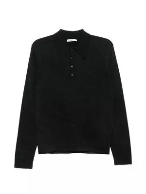 LEMAIRE Long-sleeve Polo Sweater - Black