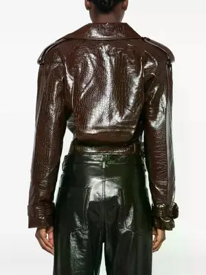 TWENTY FOURHAITCH Croc-effect Biker Jacket