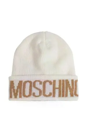 Moschino Logo-intarsia Beanie Hat - White