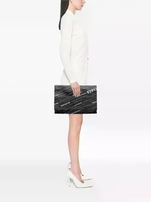 Balenciaga Allover Logo Shopper Tote Bag - Black