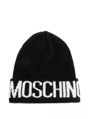 Moschino Intarsia Beanie Hat - Black