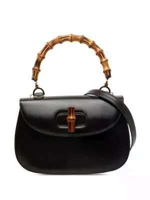 Gucci 20th Century Calfskin Bamboo Night Satchel - Black