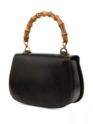 Gucci 20th Century Calfskin Bamboo Night Satchel - Black
