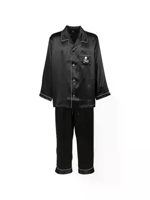 MASTERMIND WORLD Skull-embroidered Silk Pajama