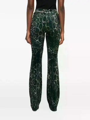 Just Cavalli Leopard-print Velvet-effect Flared Trousers