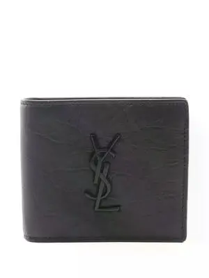Saint Laurent 2020s Monogram Crocodile-effect Wallet - Black