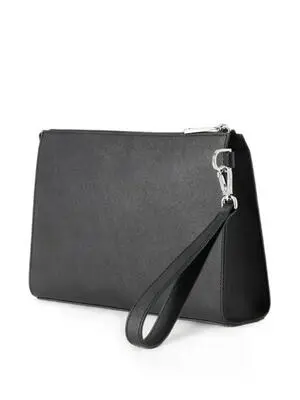 BOSS Logo-plaque Leather Clutch Bag