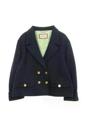 Gucci 2010s Double-breasted Tweed Jacket With Floral Sequin Embroidery