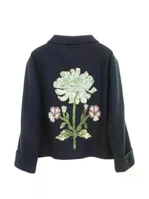 Gucci 2010s Double-breasted Tweed Jacket With Floral Sequin Embroidery