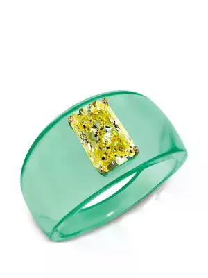SOLO FOR DIAMONDS Radiant-cut Diamond Chunky Ring - Green