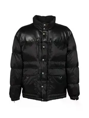 MASTERMIND WORLD Quilted Down Jacket With Leather Paneling - Black