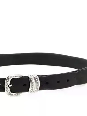 ZERBINI CLAUDIO Aged Engraved Leather Belt