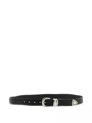ZERBINI CLAUDIO ZERBINI CLAUDIO Aged Engraved Leather Belt Black