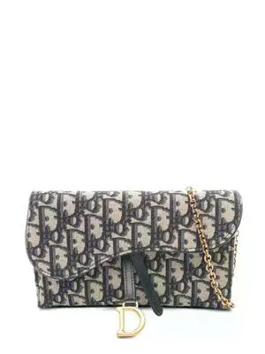 Dior Saddle Oblique Jacquard Canvas Crossbody Bag - Blue