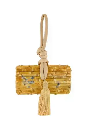 Glorinha Paranagua Tanit Bamboo Clutch Bag - Neutrals