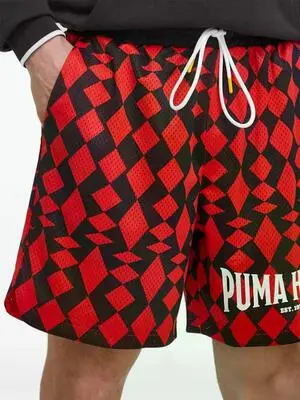 PUMA Hoops Diamond-print Track Shorts - Red
