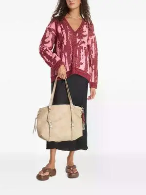 Desigual Distressed Jacquard-knit Cardigan