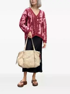 Desigual Distressed Jacquard-knit Cardigan
