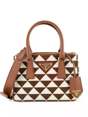 Prada Galleria Double Zip Printed Fabric Mini Tote Bag