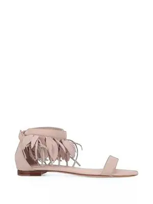 TOD'S Feather-embellished Suede Sandals - Pink
