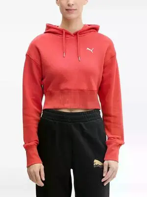 PUMA Logo-embroidered Cropped Hoodie - Red
