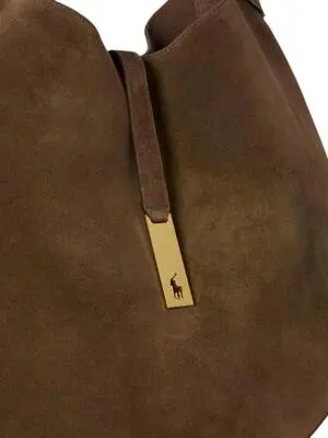 Polo Ralph Lauren Large Polo Id Suede Shoulder Bag