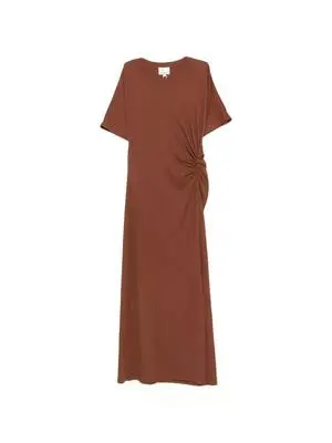 MAISON123 Gathered Side Slit Hem Maxi Dress
