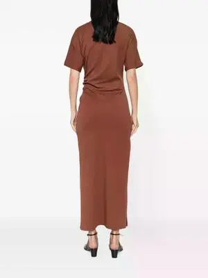 MAISON123 Gathered Side Slit Hem Maxi Dress