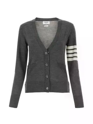 Thom Browne Merino-wool 4-bar Relaxed-fit V-neck Cardigan